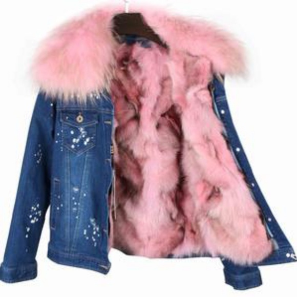 Jackets & Coats | Customs Made Fox Fur Hooded Denim Jacket | Poshmark